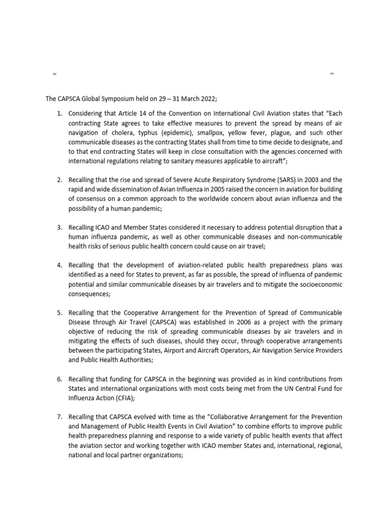 CAPSCA Symposium Statement | PDF | Pandemic