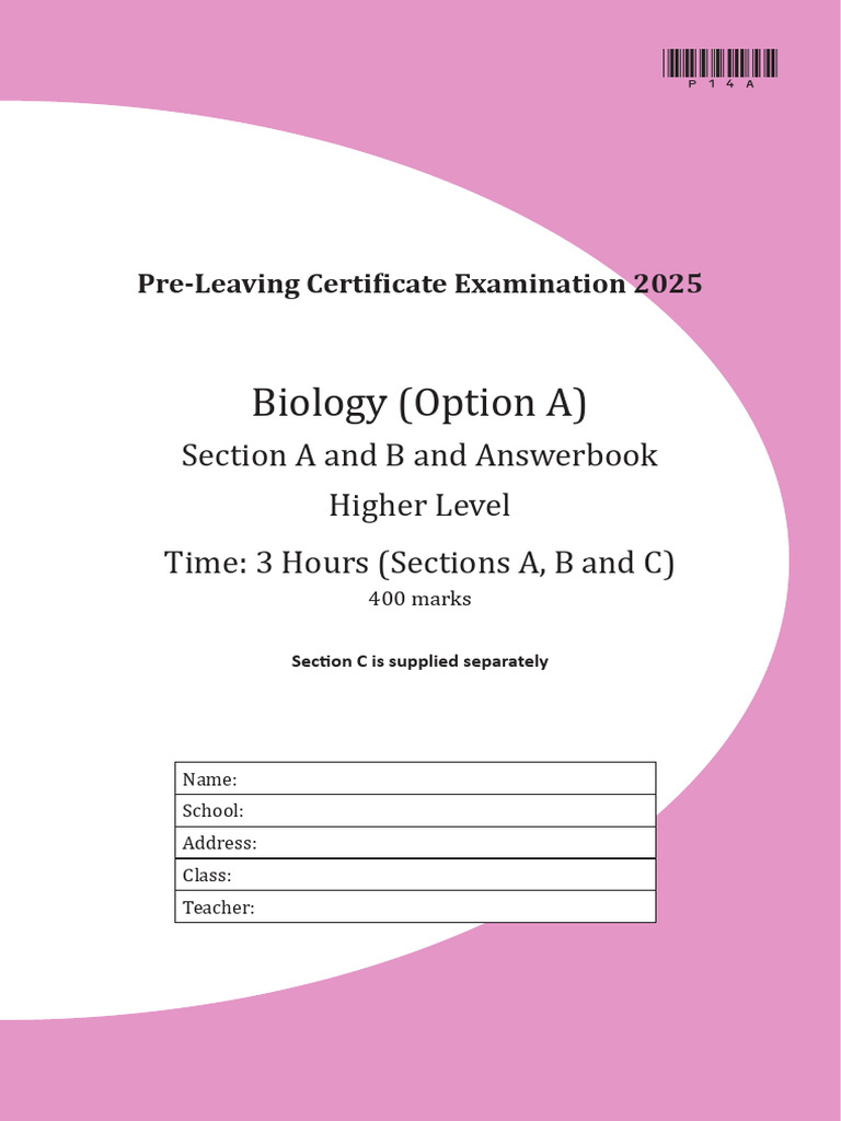 2025 LC Biology Higher Opta | PDF | Cellular Respiration | Genotype