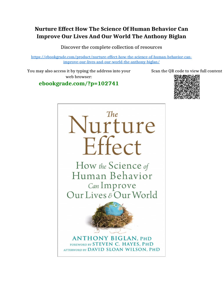 Nurture Effect How the Science of Human Behavior Can Improve Our Lives ...