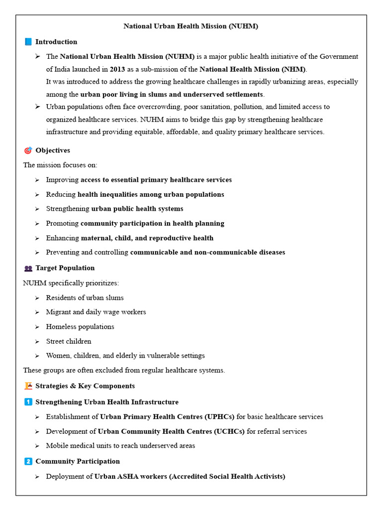 National Urban Health Mission | PDF | Health Care | Public Health