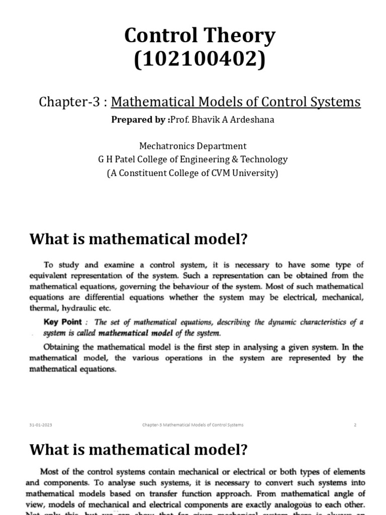 Chapter-3 - Mathematical Model of Control System | PDF | Mathematics ...