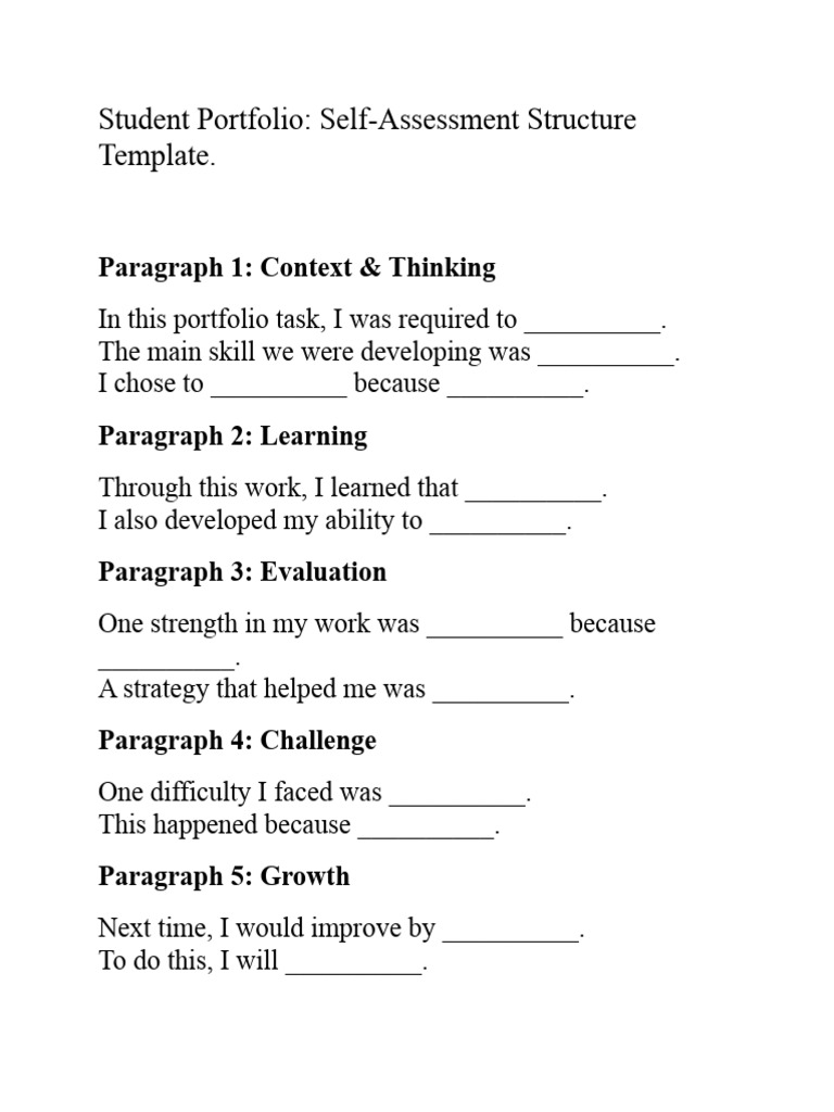 Student Portfolio Writing Template | PDF