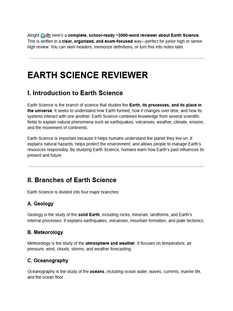 Earth Science | PDF | Rock (Geology) | Earth Sciences