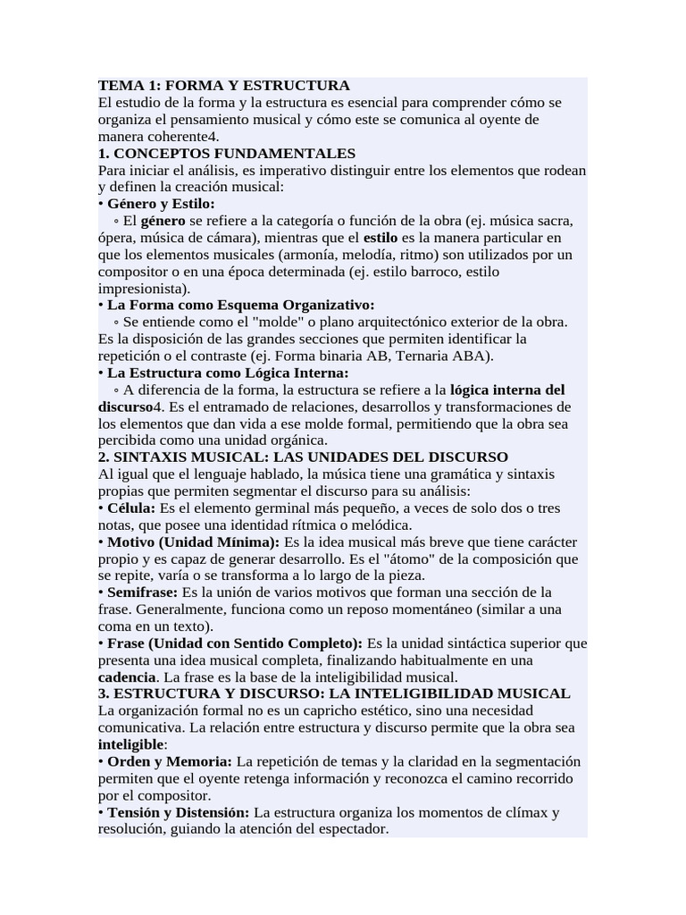 TEMA 1 Formas y Estructura | PDF | Ritmo | Melodía
