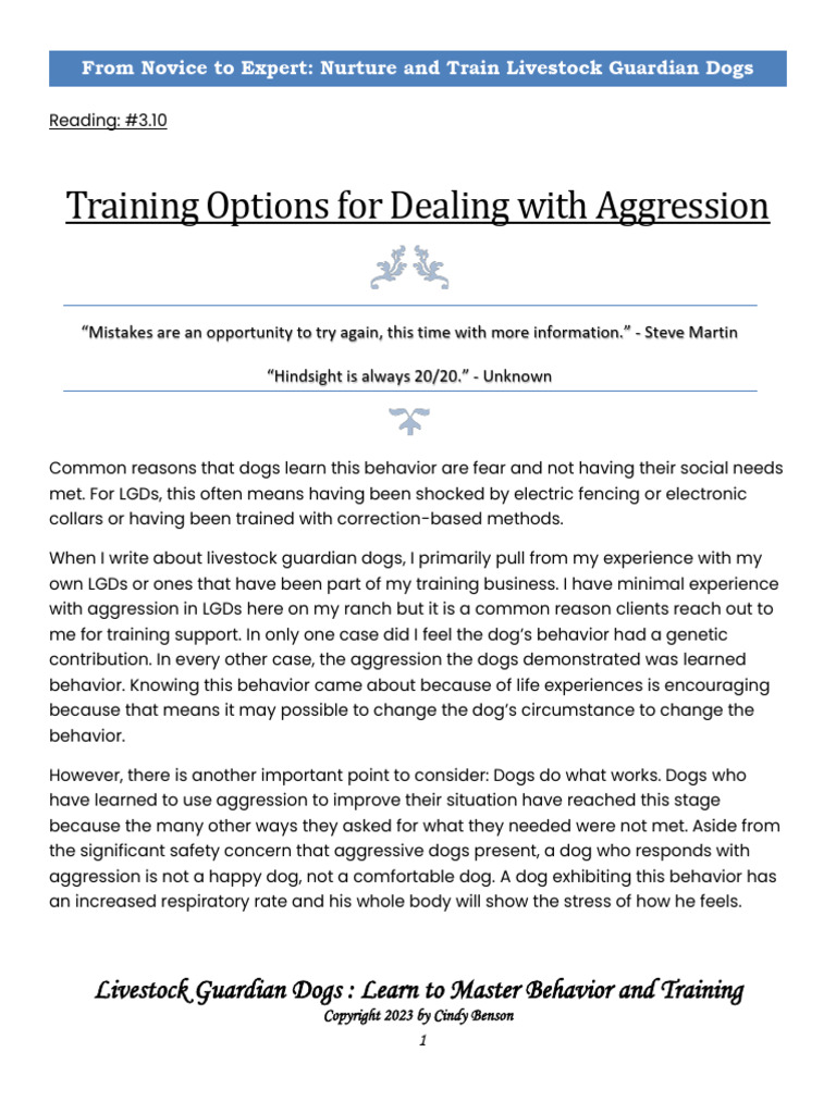 Training Options for Dealing With Aggression | PDF | Aggression | Dogs