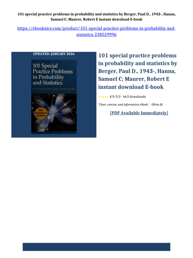 101 special practice problems in probability and statistics by Berger ...