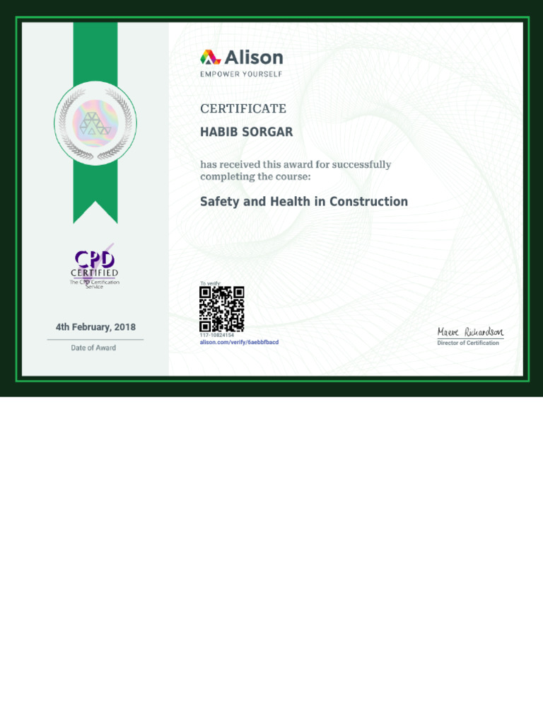 Alison Certificate | PDF