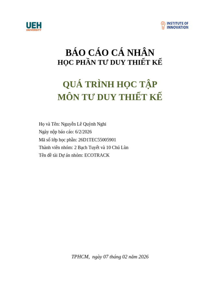 Design Thinking - Individual Report | PDF
