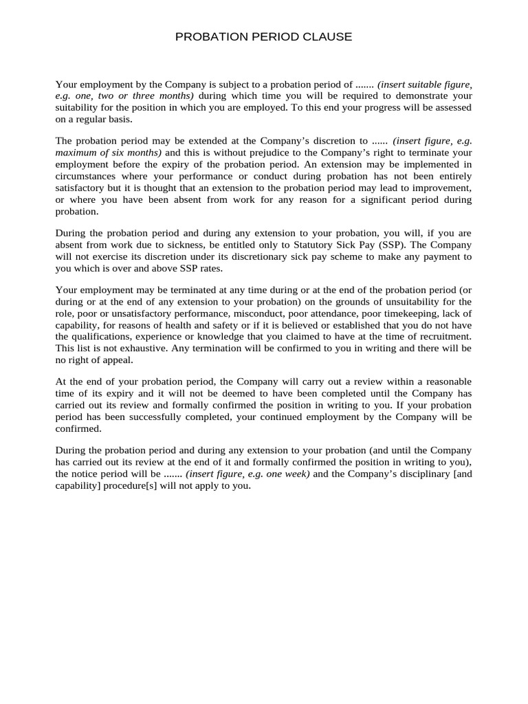 Probationary Period Clause | PDF | Employment | Justice