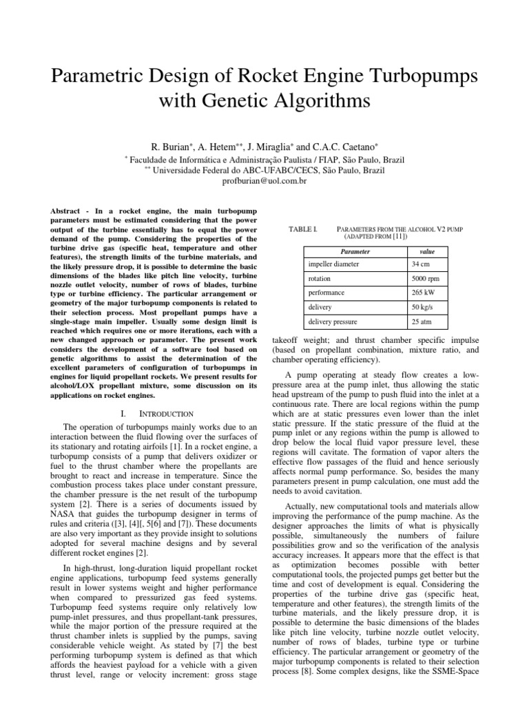 Genetic Algorithms for Rocket Turbopump Design | PDF | Turbine | Rocket ...