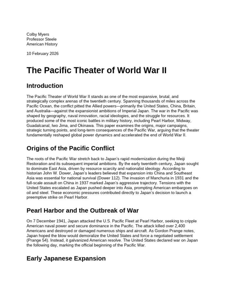 The Pacific Theater | PDF | Pacific War | Surrender Of Japan