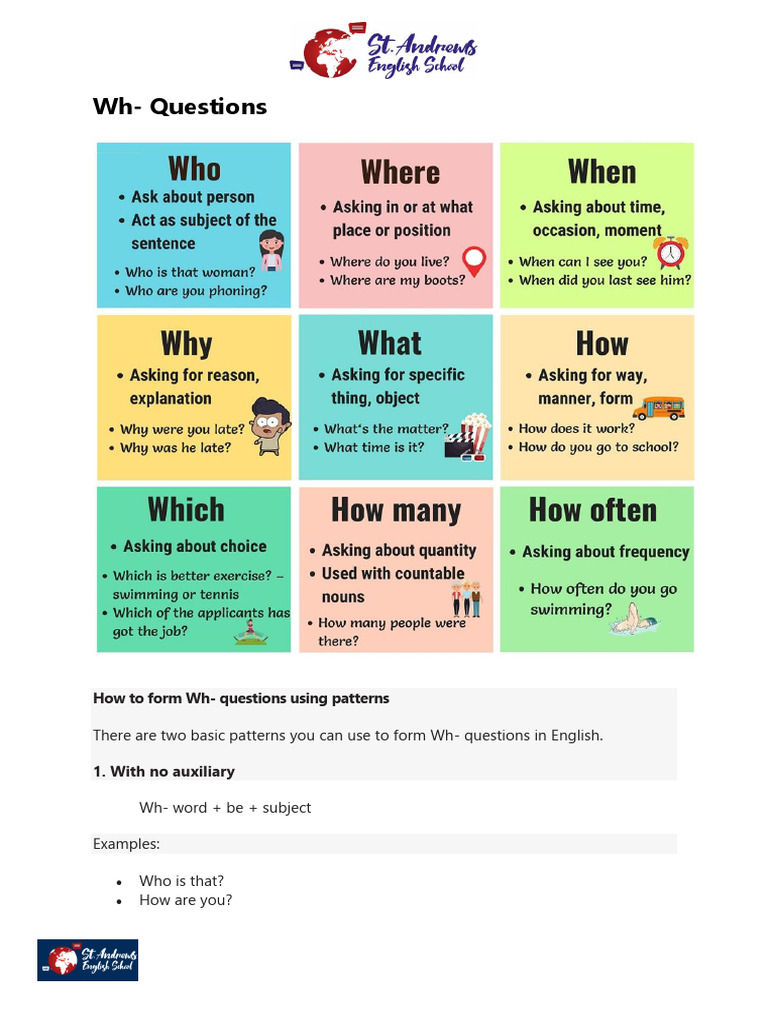 WH Questions | PDF | Verb | Question