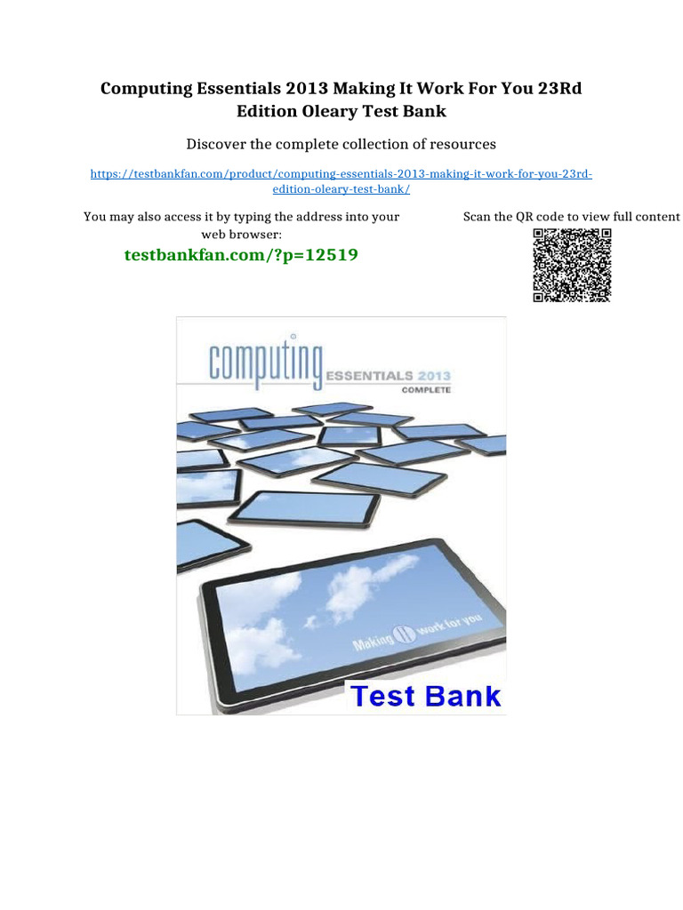 Computing Essentials 2013 Making IT Work for You 23rd Edition OLeary ...