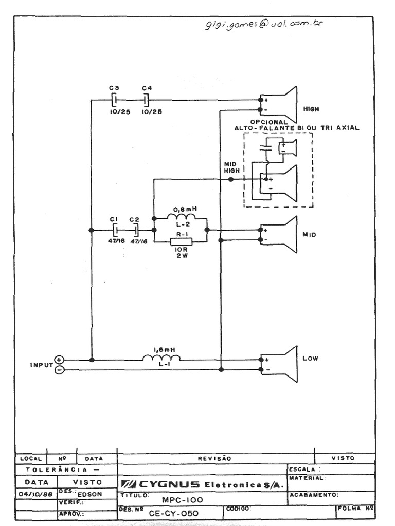 Cygnus - Audio Mobile Line - MPC100 - Esquema Eletrônico | PDF