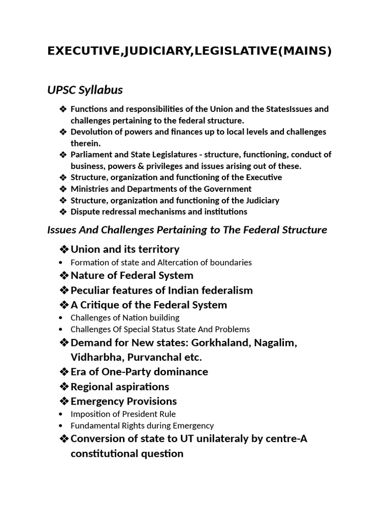 Executive,Judiciary,Legislative (Mains) | PDF | Government Institutions ...