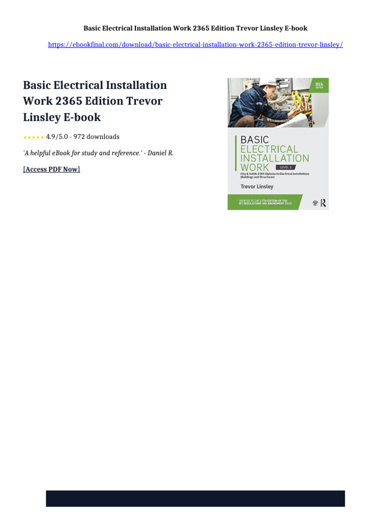 Basic Electrical Installation Work 2365 Edition Trevor Linsley ebook ...