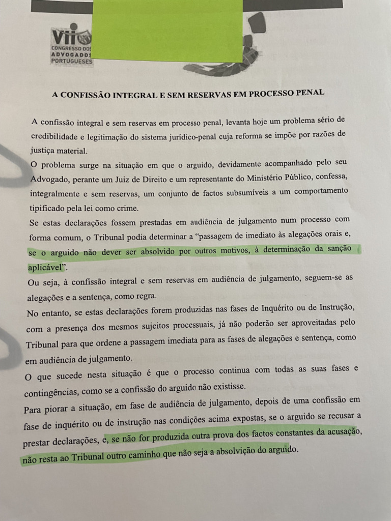 Confissao Integral Sem Reservas - 344 CPP | PDF