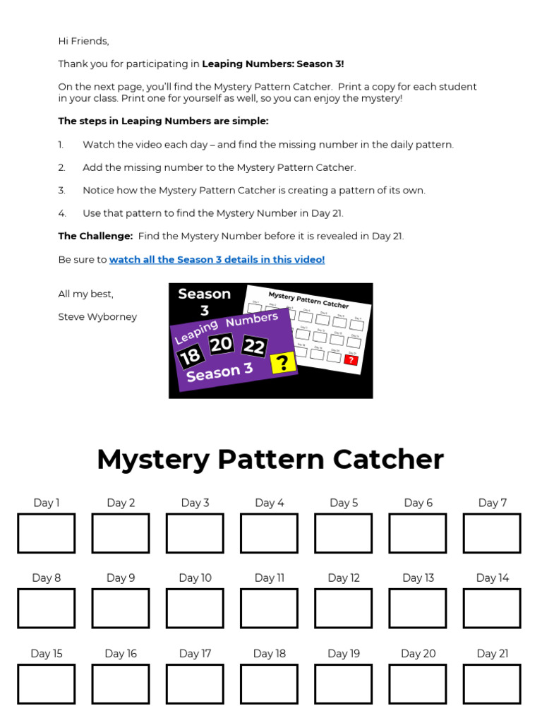 Mystery Pattern Catcher Leaping Numbers Season 3 | PDF