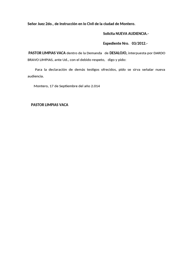 Audiencia Pastor Limpias | PDF