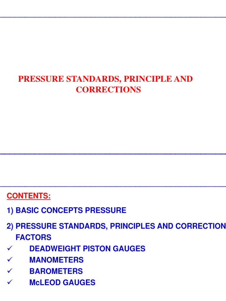 Pressure Standards | PDF | Pressure Measurement | Pressure