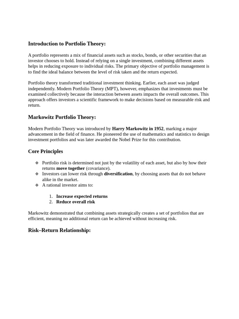 Modern Portfolio Theory | PDF | Modern Portfolio Theory | Financial Risk