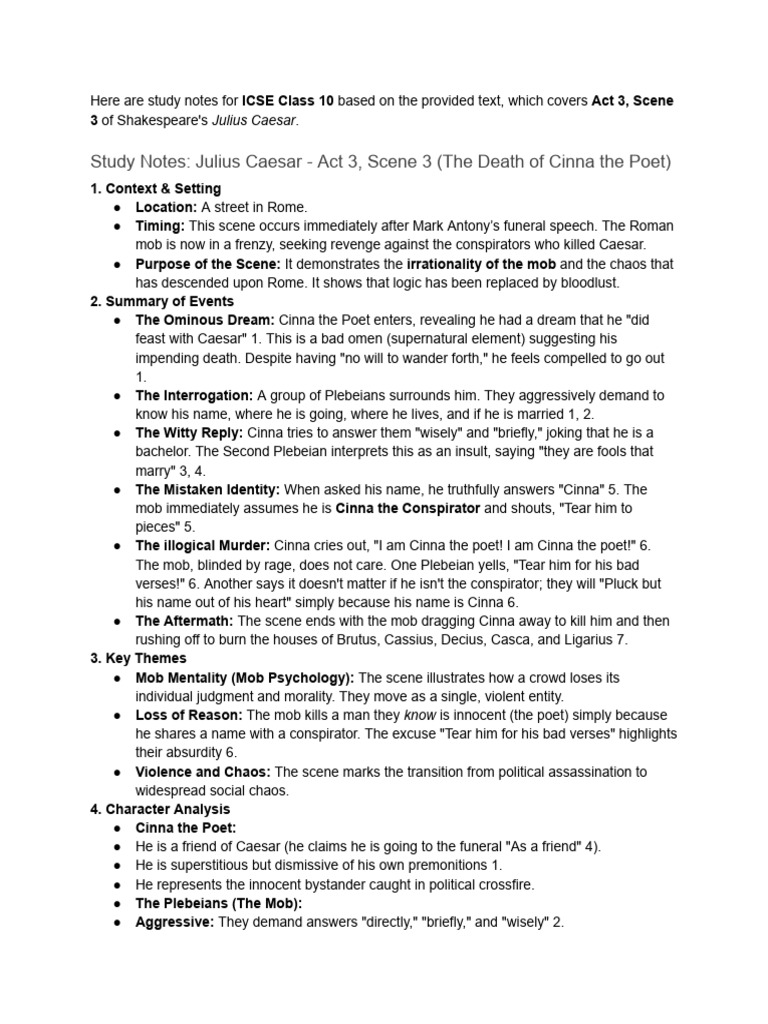 The Madness of the Mob_ Death of Cinna the Poet | PDF | Julius Caesar