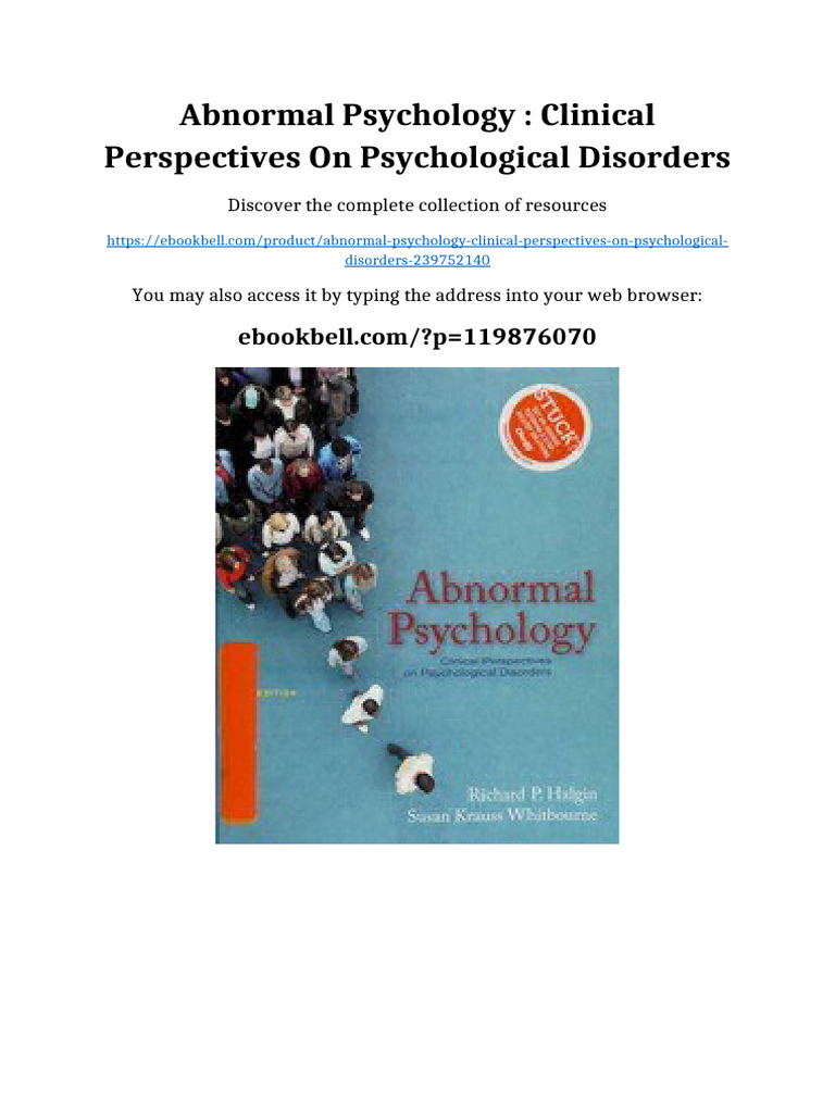 Abnormal Psychology: Clinical Perspectives On Psychological Disorders ...