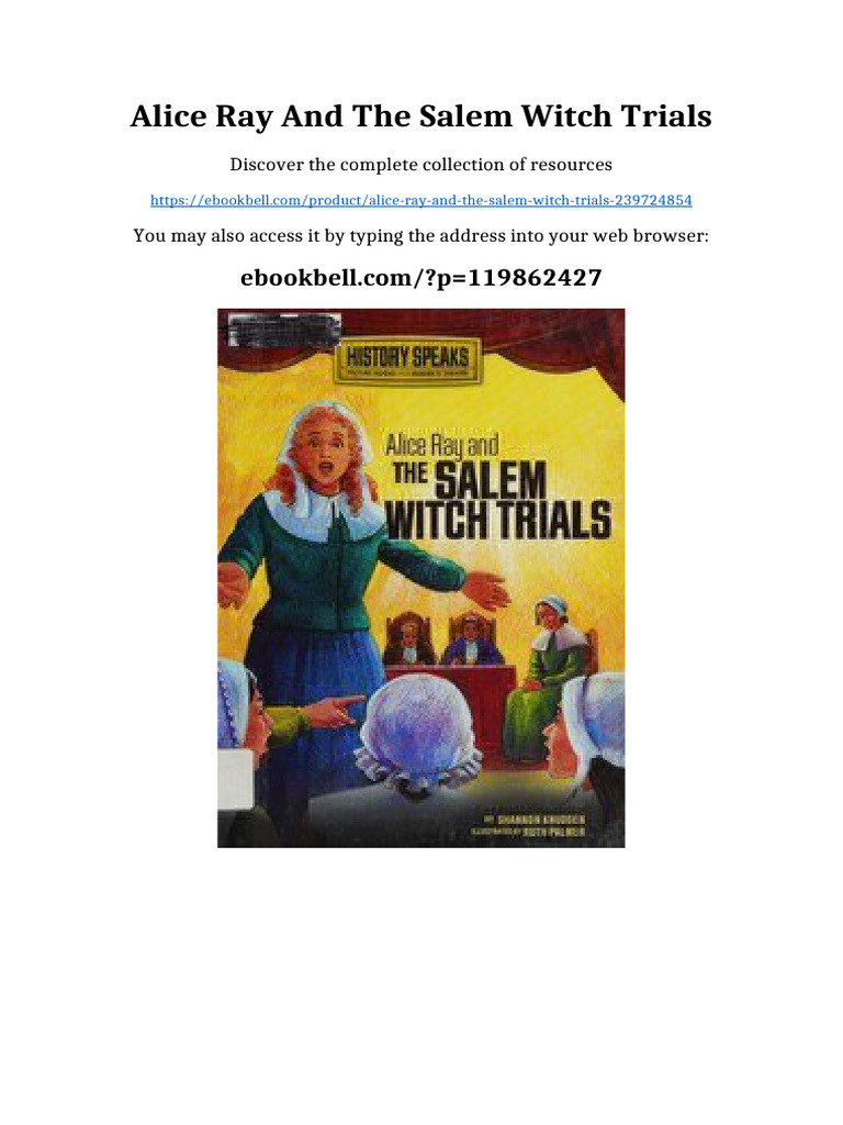 Alice Ray and the Salem witch trials available any format | PDF ...