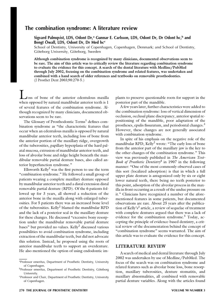 The Combination Syndrome: A Literature Review | PDF