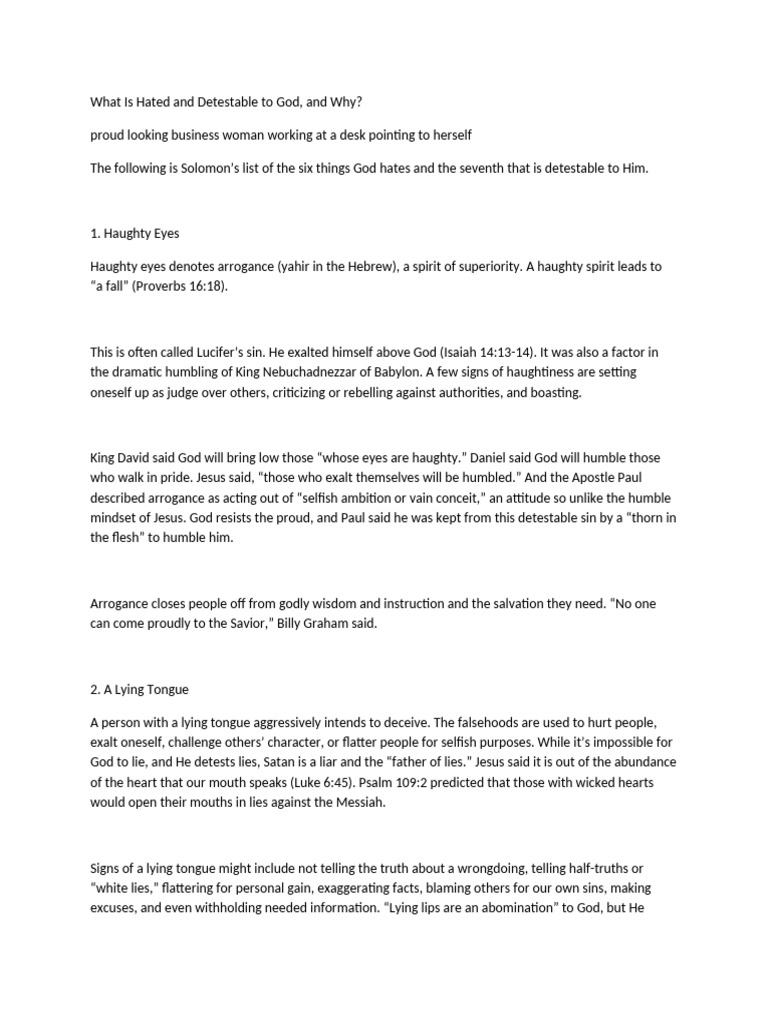 What is Hated by God | PDF | Jesus | Lie