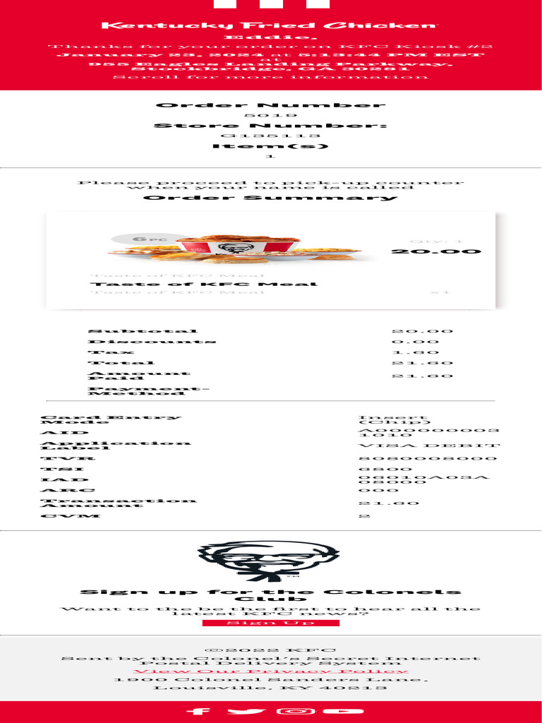 KFC Receipt | PDF