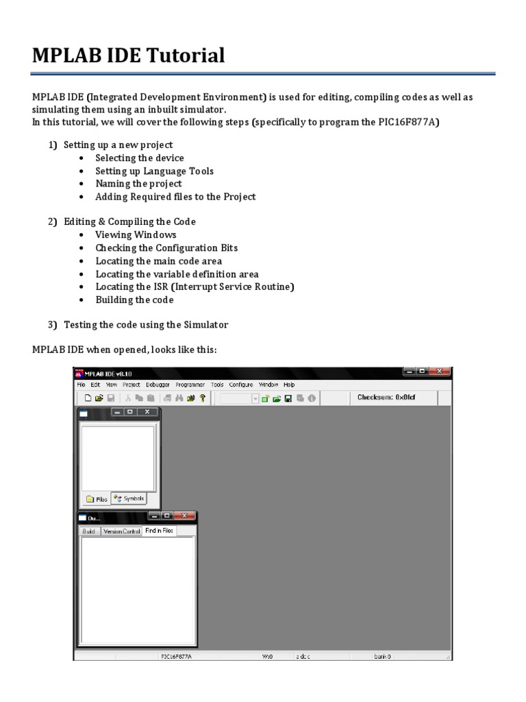 Mplab Ide - v8.10 Tutorial | PDF | Integrated Development Environment ...