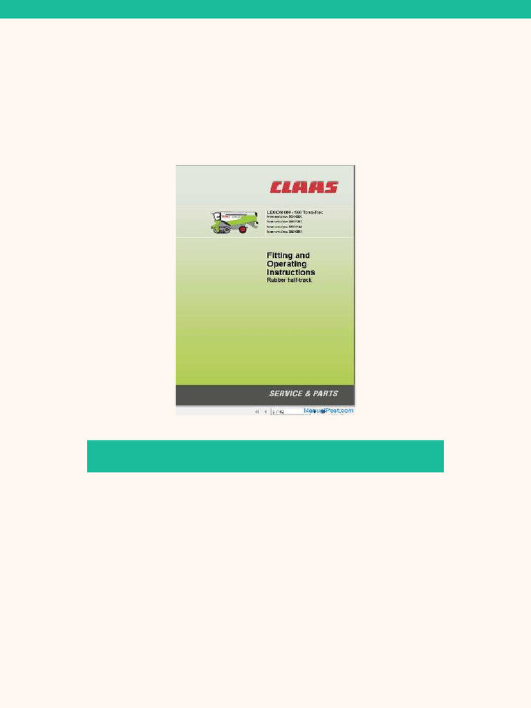 Claas Rubber Half Track Lexion 600 560 Terra Trac Operators Manual | PDF