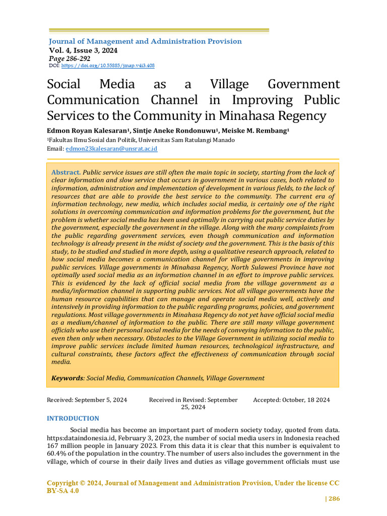 Social Media As A Village Government Communication | PDF | Social Media ...