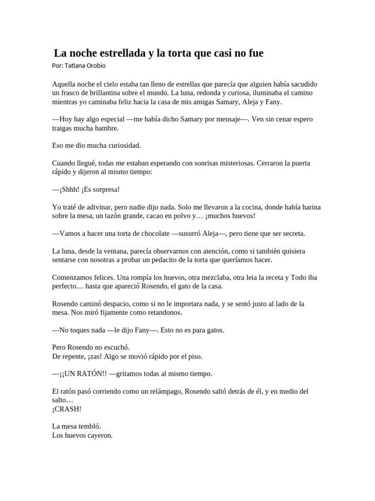 La Noche Estrellada y La Torta Que Casi No Fue | PDF