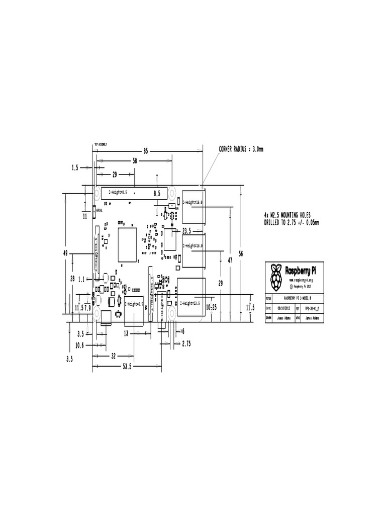 Raspberry Pi 3 B Mechanical Drawing | PDF