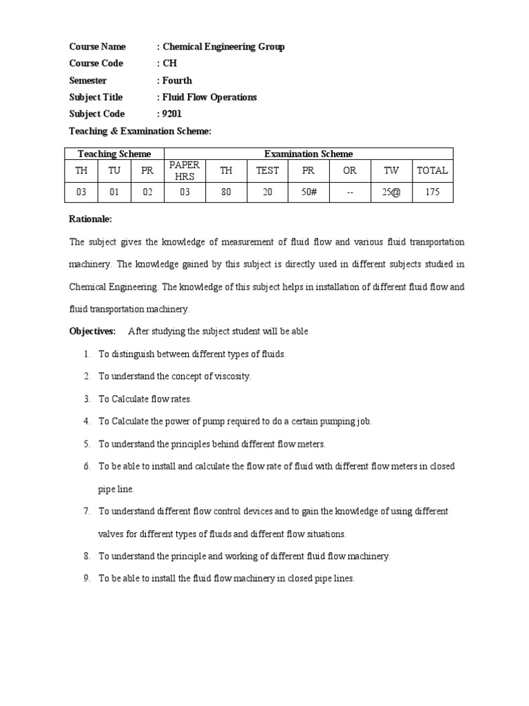 Fluid Flow Operations - 9201 | PDF | Fluid Dynamics | Flow Measurement