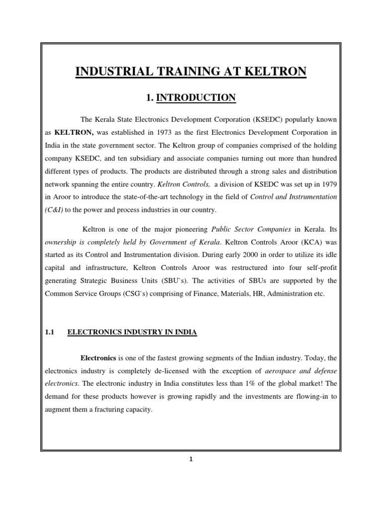 Final Report-Industrial Training at Keltron Controls, Aroor | PDF | Programmable Logic ...