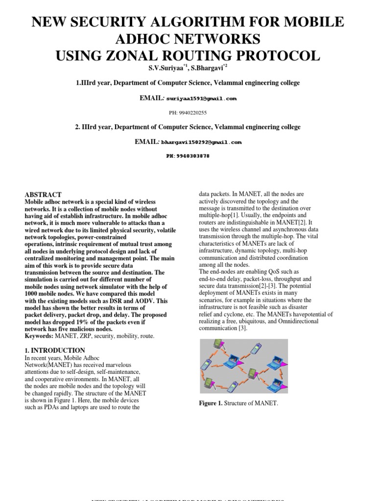 New Security Algorithm For Mobile Adhoc Networks Using Zonal Routing Protocol | PDF | Wireless ...