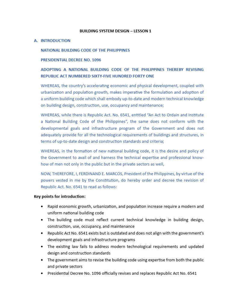 LESSON 1 - National Building Code Introduction | PDF | Building Code ...