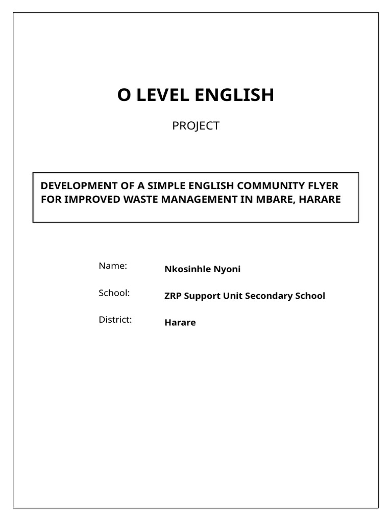 Development of a Simple English Community Flyer for Improved Waste ...
