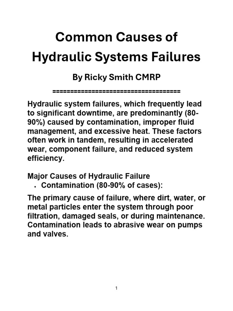 Common Casuses of Hydraulic System Failure | PDF
