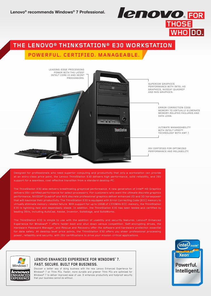 The Lenovo® Thinkstation® E30 Workstation: Powerful. Certified ...