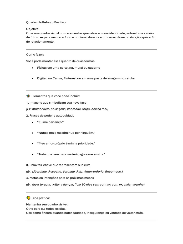 Quadro Reforço Positivo | PDF