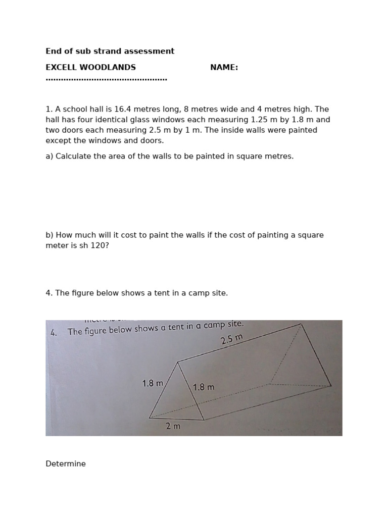 End of Sub Strand Assessment Excell Woodlands Name | PDF