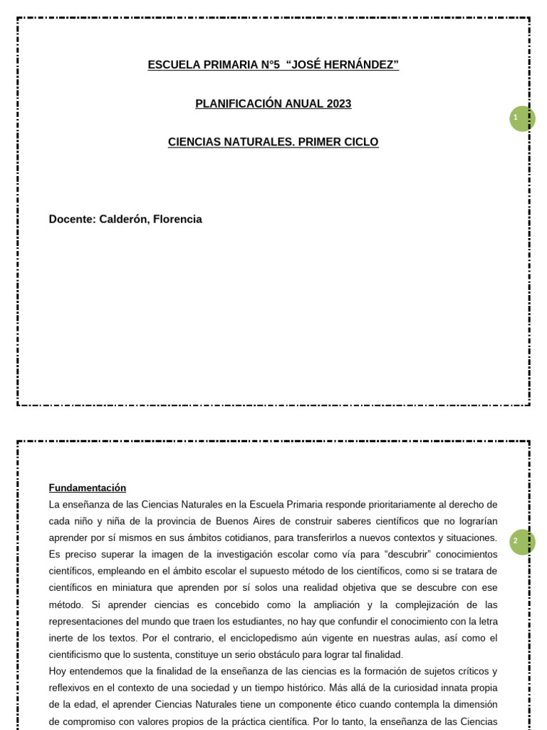 planificacion anual 2023 cs nat 1ciclo | PDF | Enseñando | Meteorología