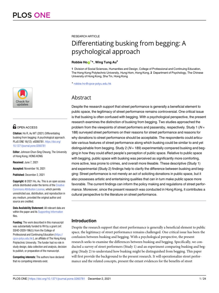 4 Differentiating Busking From Begging | PDF