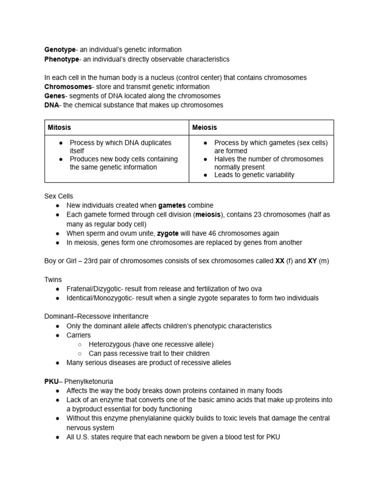 CHAD Notes - Google Docs | PDF | Genetics | Dominance (Genetics)