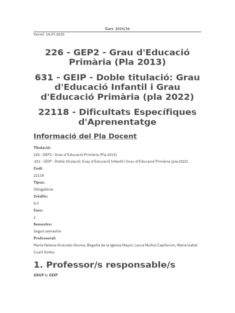 Guia Docent 22118 - 25-26 | PDF