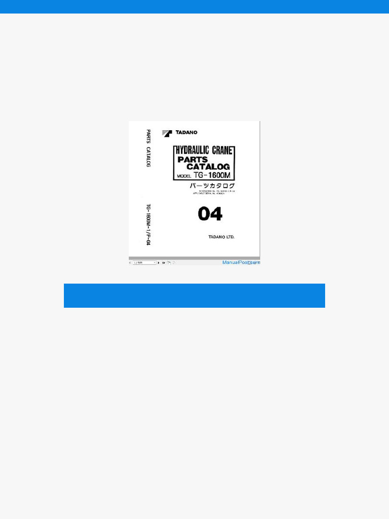 Tadano Truck Crane TG 1600m 1 P 04 Parts Catalog en JP | PDF